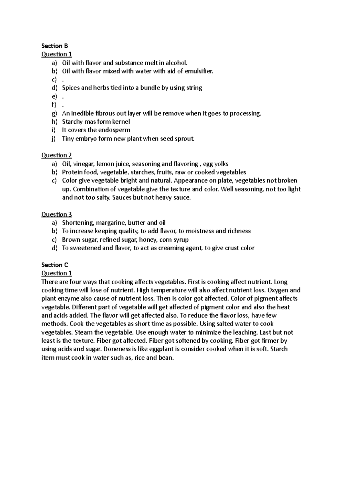 B1474 Food Studies Lecture Notes: Cooking Effects on Vegetables - Studocu
