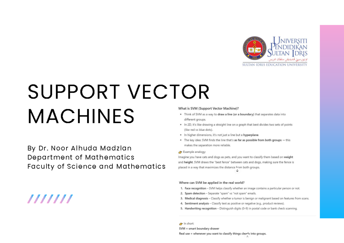 Understanding Support Vector Machines (SVM) - Concepts & Applications - Studocu