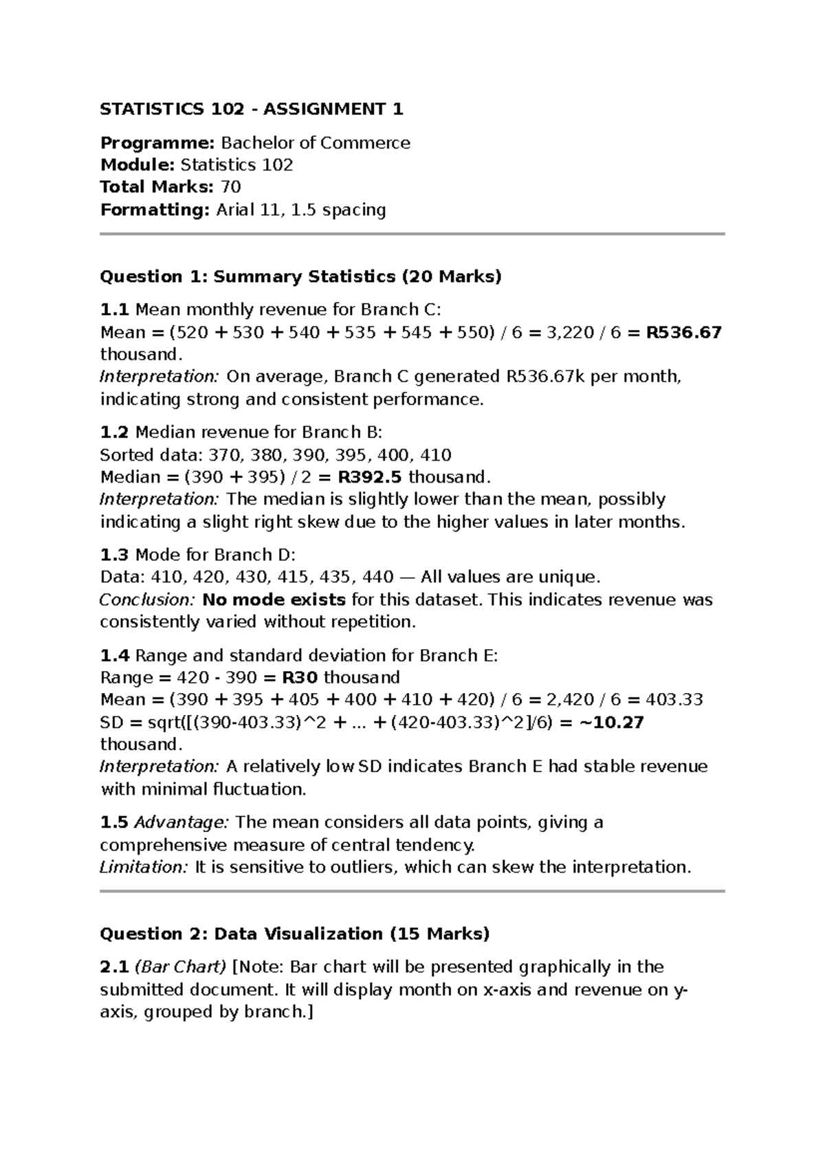 Statistics 102 - Assignment 1: Summary Stats, Data Visualization & Inference - Studocu