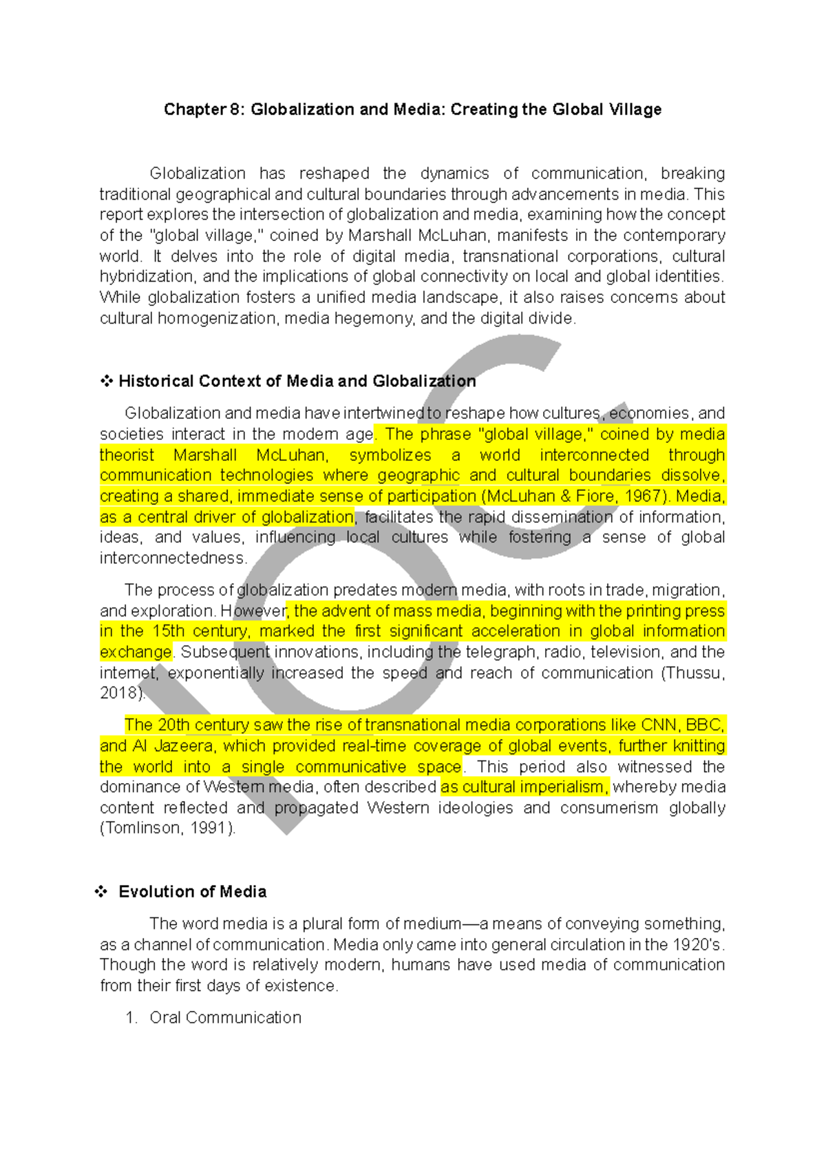 Chapter 8: Globalization and Media Dynamics in the Modern Era - Studocu