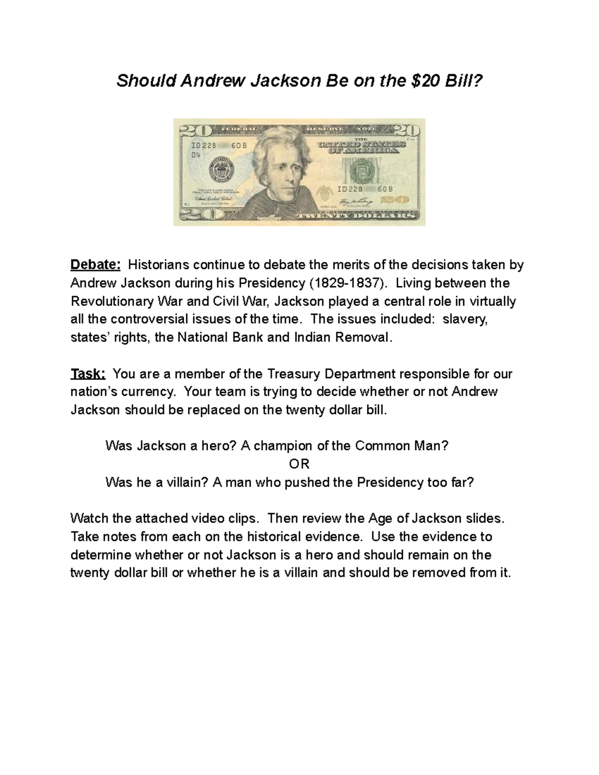 Sean Case - Should Andrew Jackson Be on the $20 Bill - Should Andrew ...