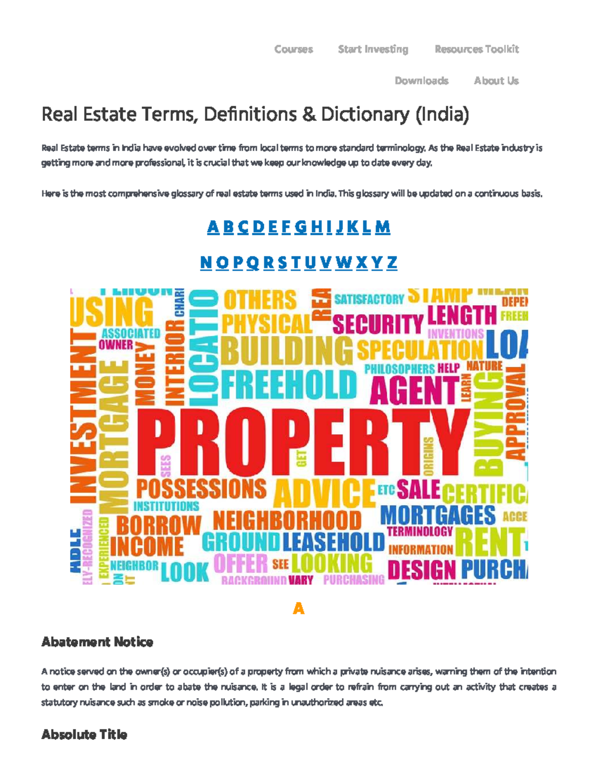 Real Estate Terms & Definitions Dictionary (India) - Comprehensive ...