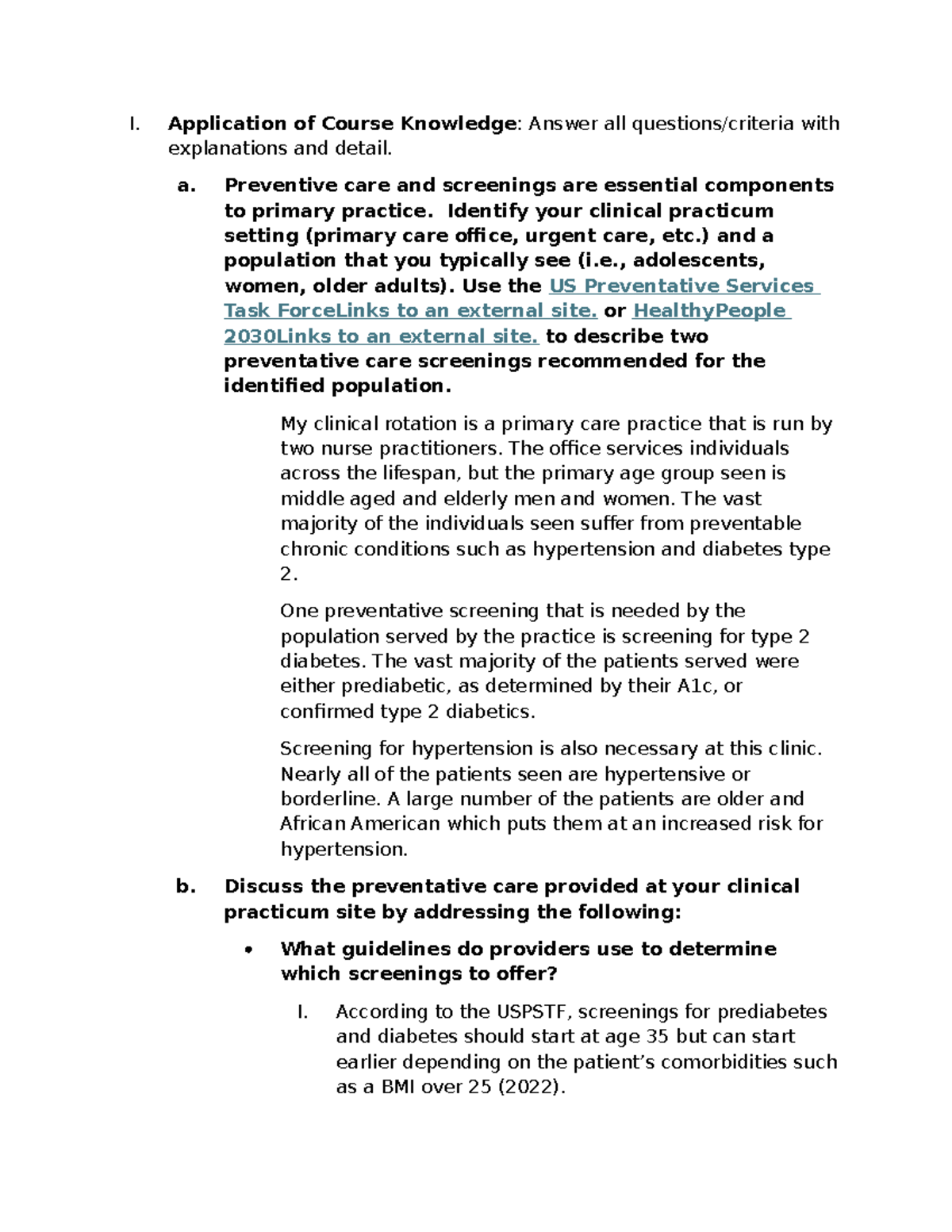 Week 5 Discussion Board: Preventive Care in Primary Practice - Studocu