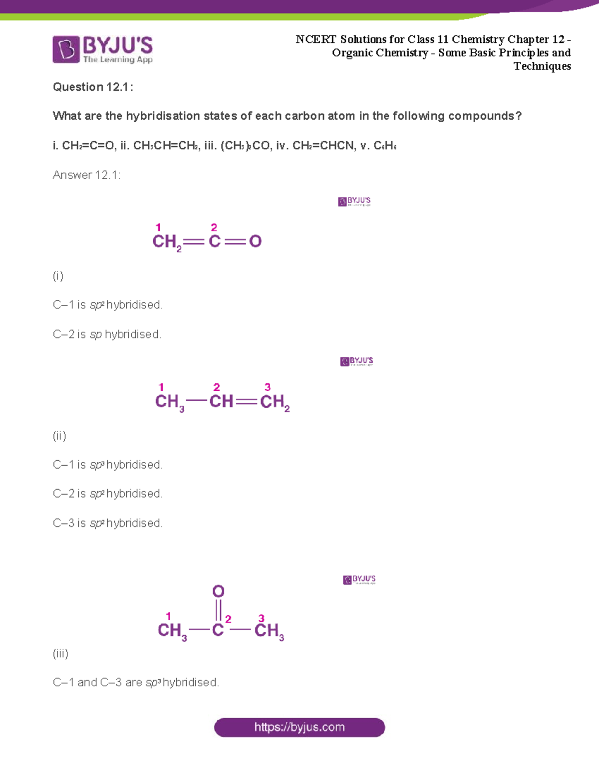 NCERT Solutions For Class 11 Chemistry Chapter 12 Organic Chemistry