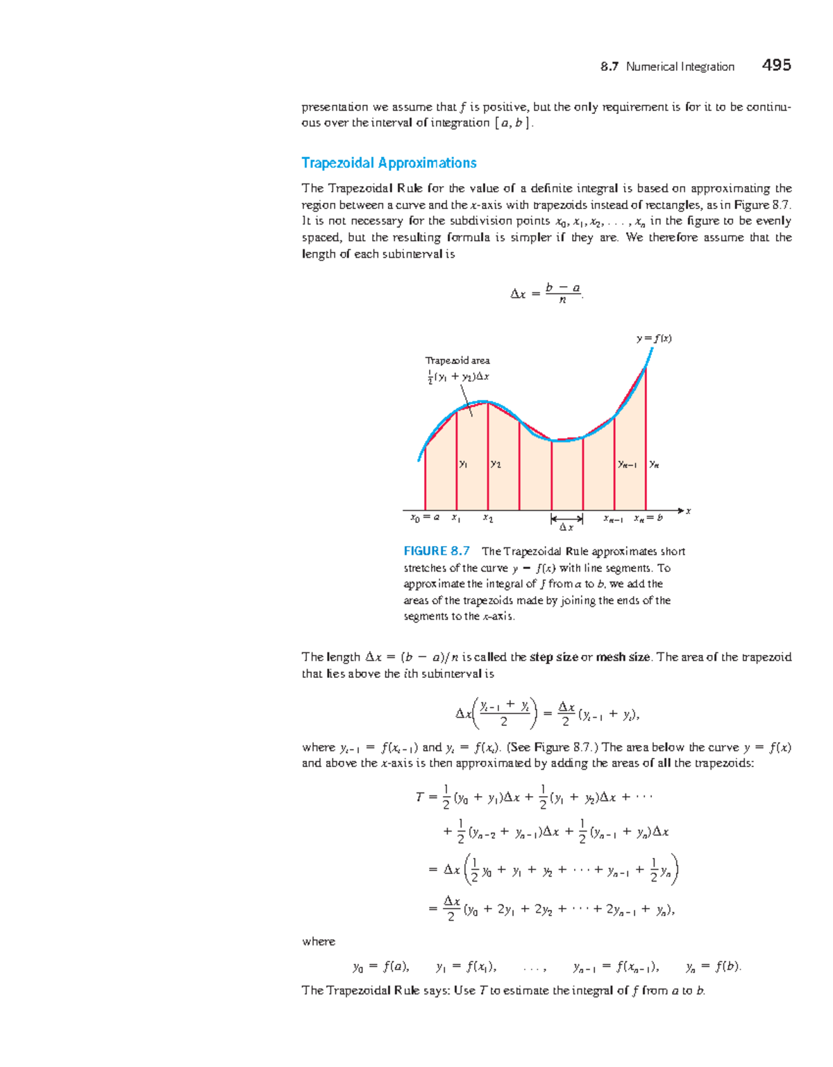 8.7 Numerical Integration: Trapezoidal Rule Overview (Thomas Calculus ...