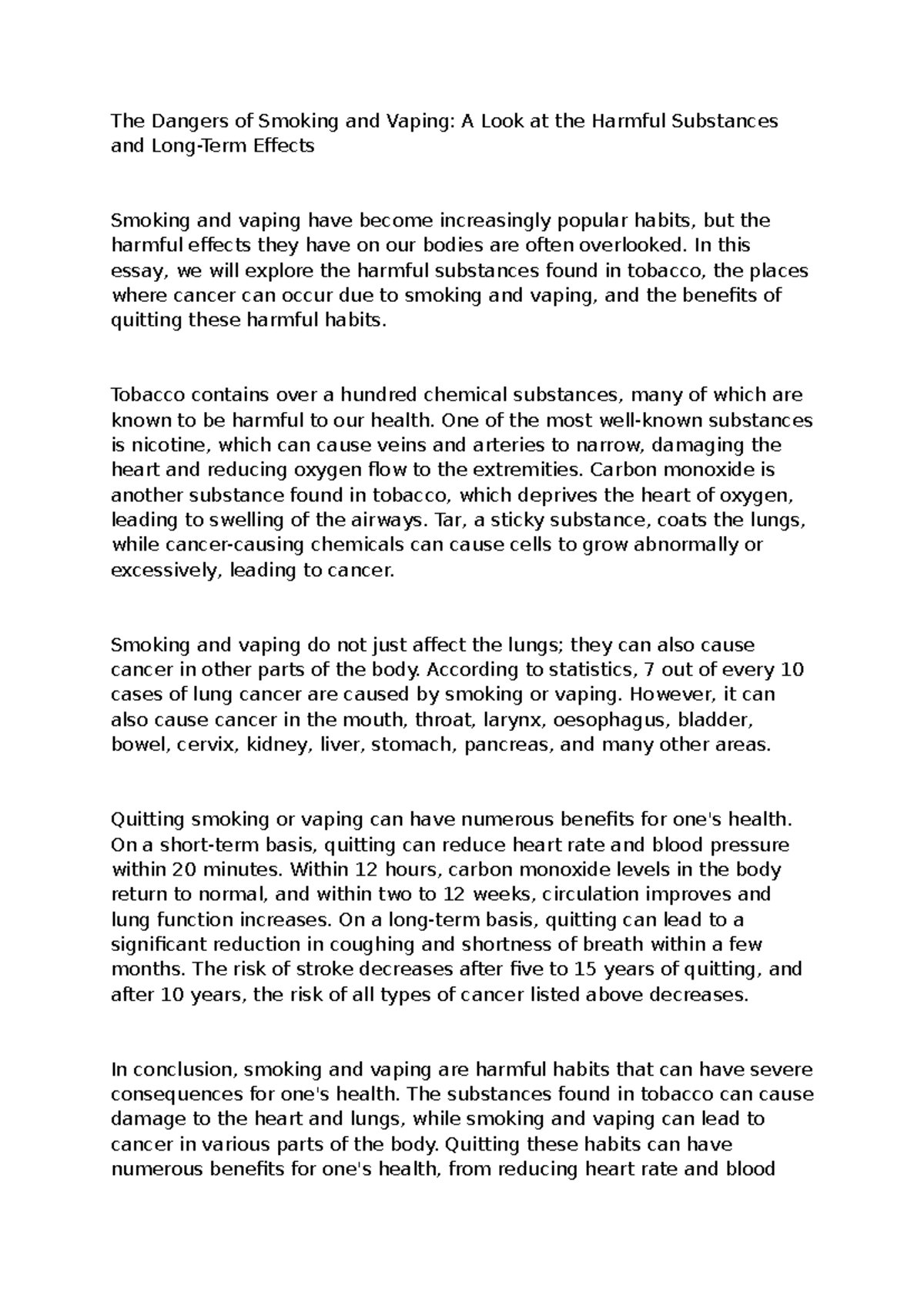 Biology Essay: The Health Risks of Smoking and Vaping Explained ...
