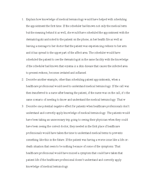 [Solved] The word part ectasis means - Medical Terminology (ME1160 ...