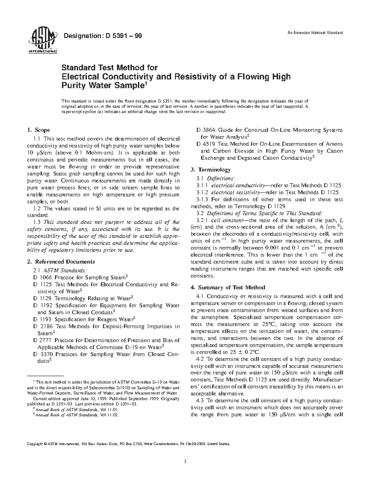 D 5391 - 99 Standard Test Method for Electrical Conductivity in High ...