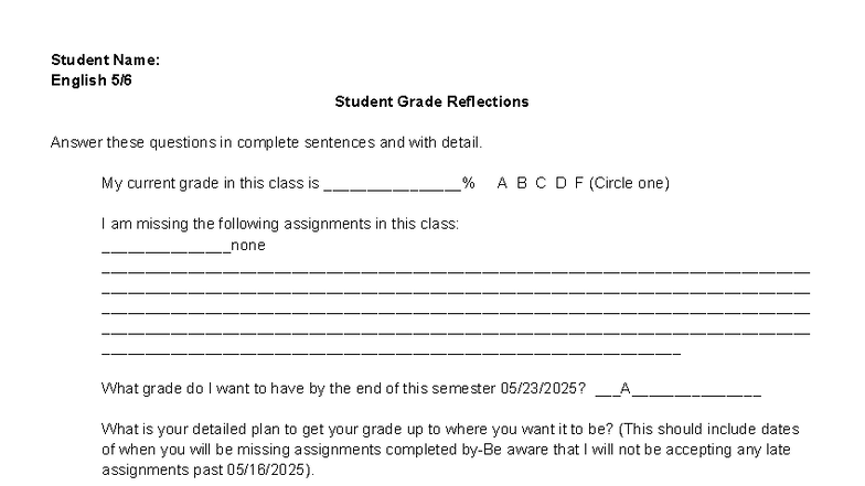 ENG 101: Student Grade Reflections and Improvement Plan - Studocu