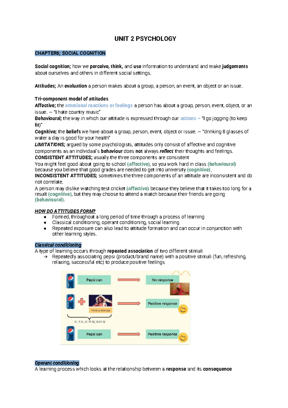 Psychology UNIT 2 - Social Cognition and Attitudes Overview - Studocu
