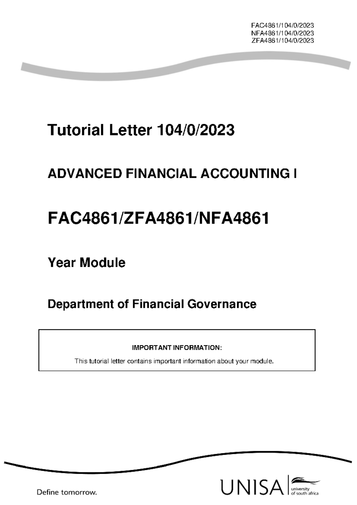Fac4861 104 Tutorial Letter 104 0 Advanced Financial Accounting I