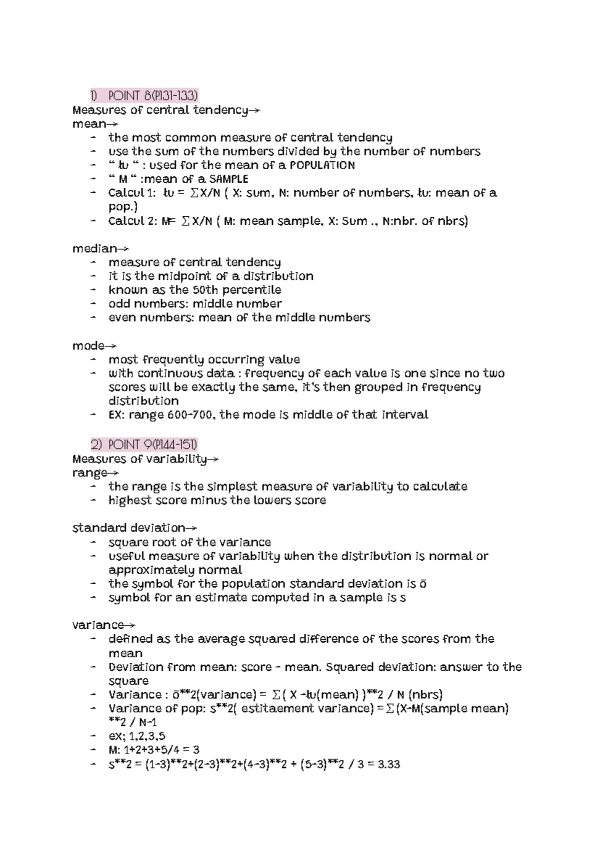 Final QM Test Study Plan: Measures of Central Tendency & Hypothesis ...