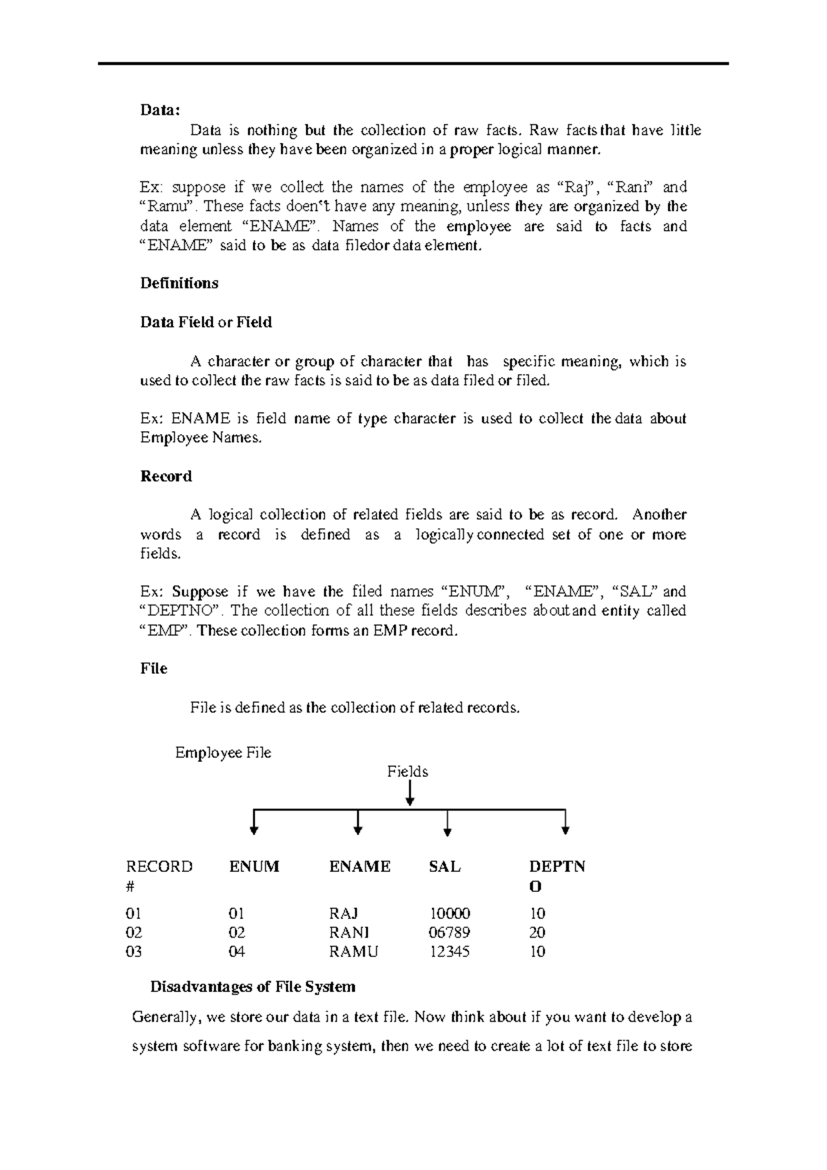 UNIT-1 DBMS: File System vs Database System Analysis - Studocu