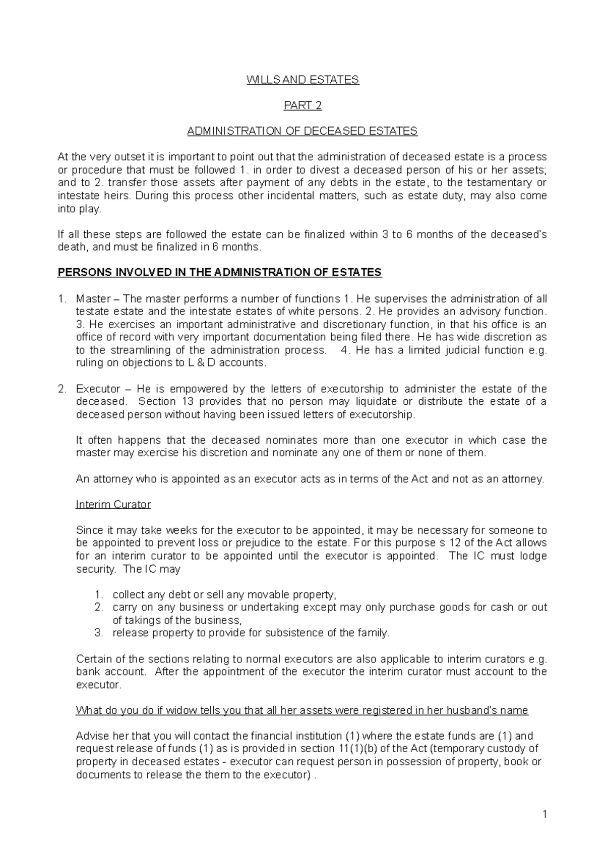 Study Guide 2: Administration of Estates - ESTX01M Year Module - Studocu