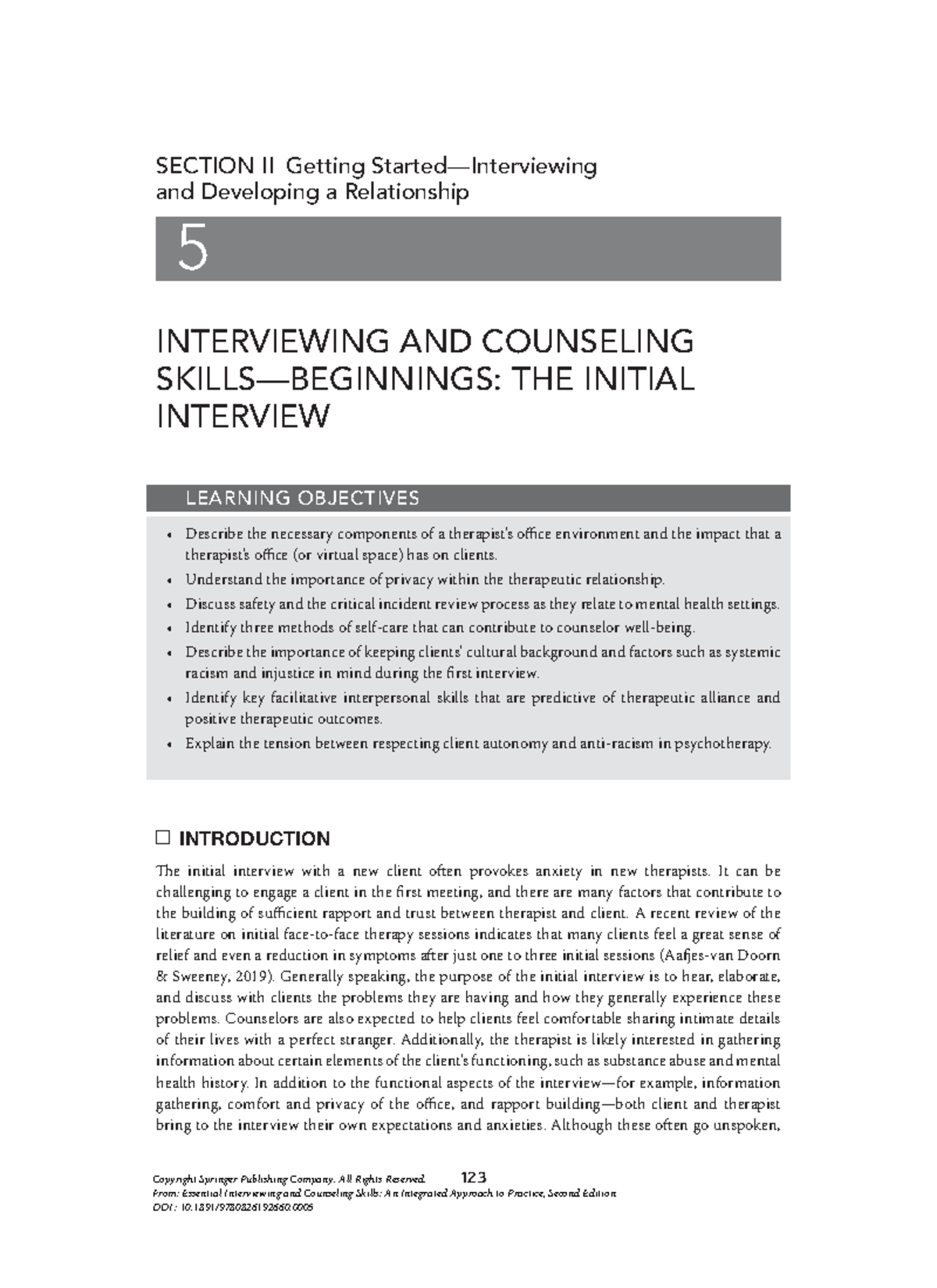 5 Interviewing and Counseling: The Initial Interview (PSY 101) - Studocu