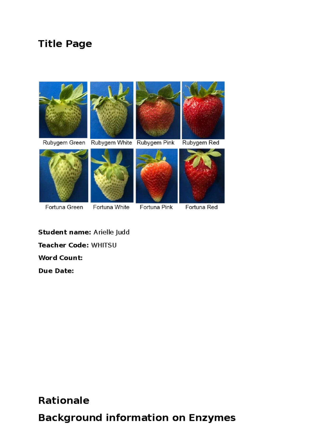 WHITSU IA2 Outline: Investigating Catalase Activity in Strawberries ...