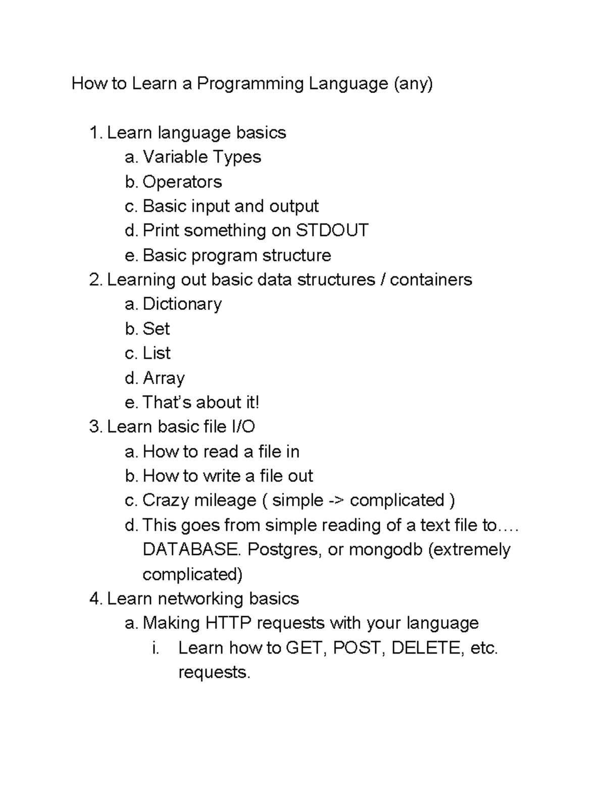 How to Learn a Programming Language (any) - Variable Types b. Operators ...