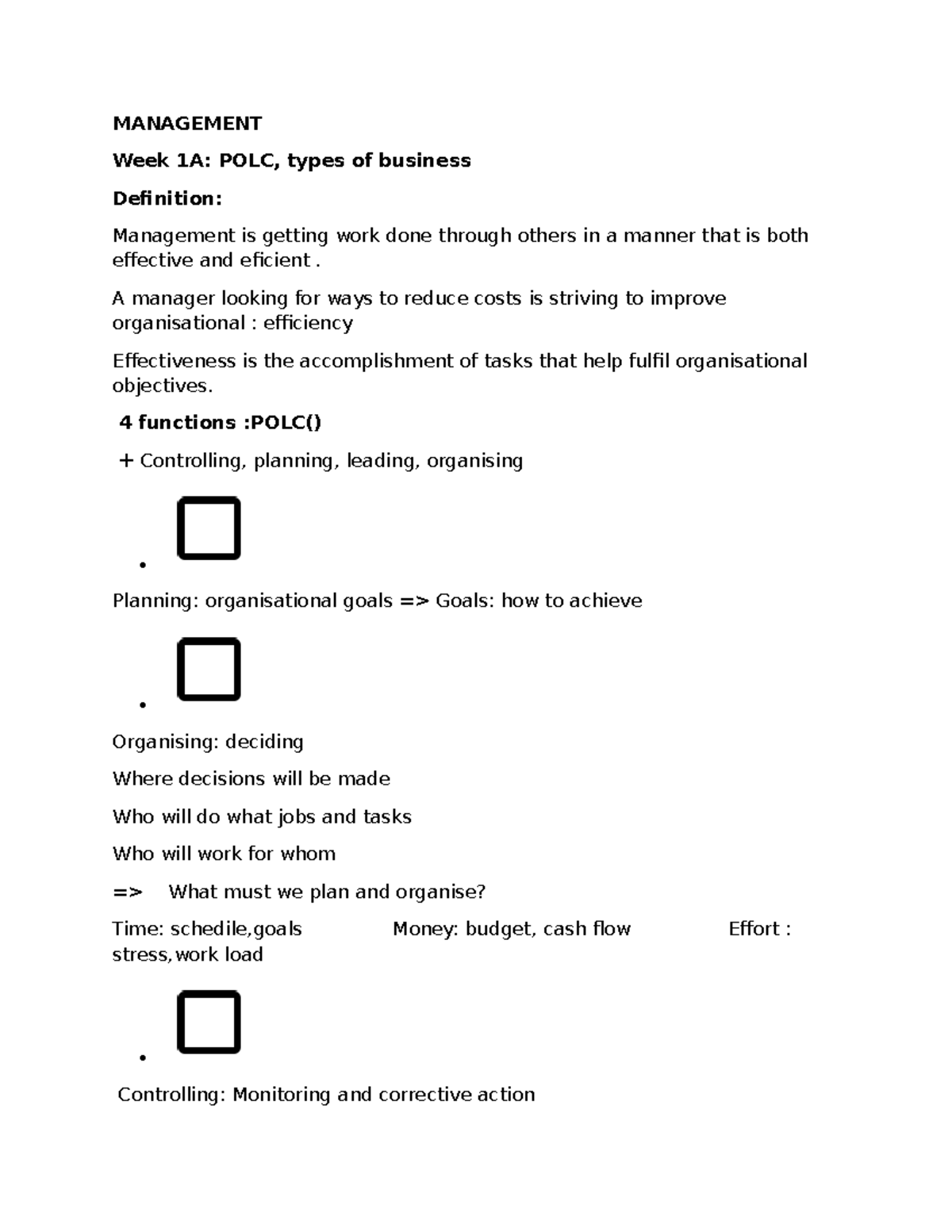 MANAGEMENT 3: POLC Functions, Business Types & Decision-Making Insights ...