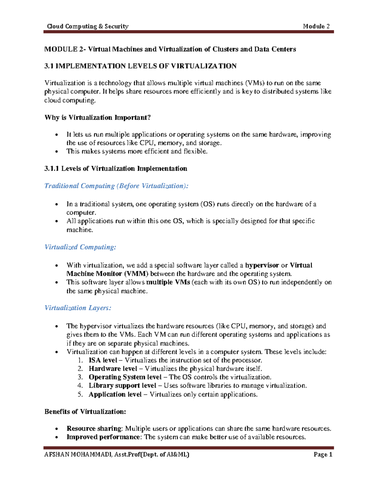 Cloud Computing Security Module 2: Virtualization and VMM Insights - Studocu