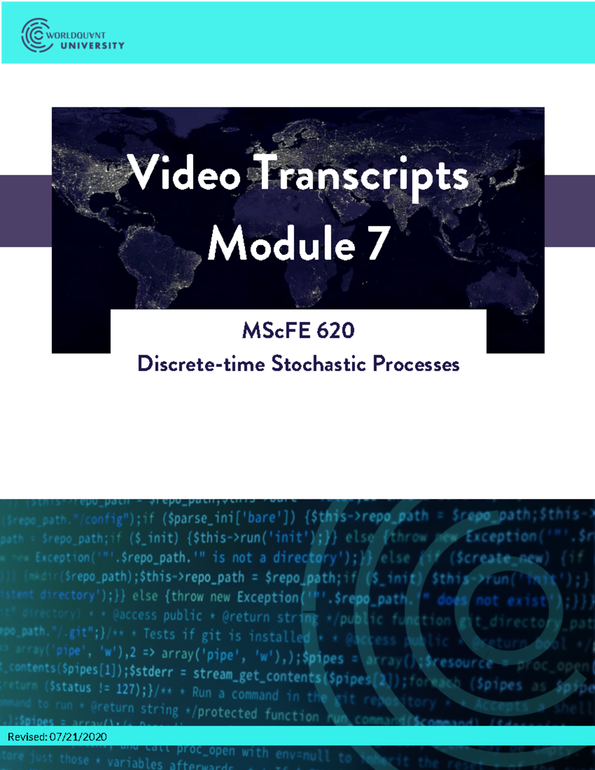 MSc FE 620 DTSP Video Transcripts Compilation for Module 7 - Studocu
