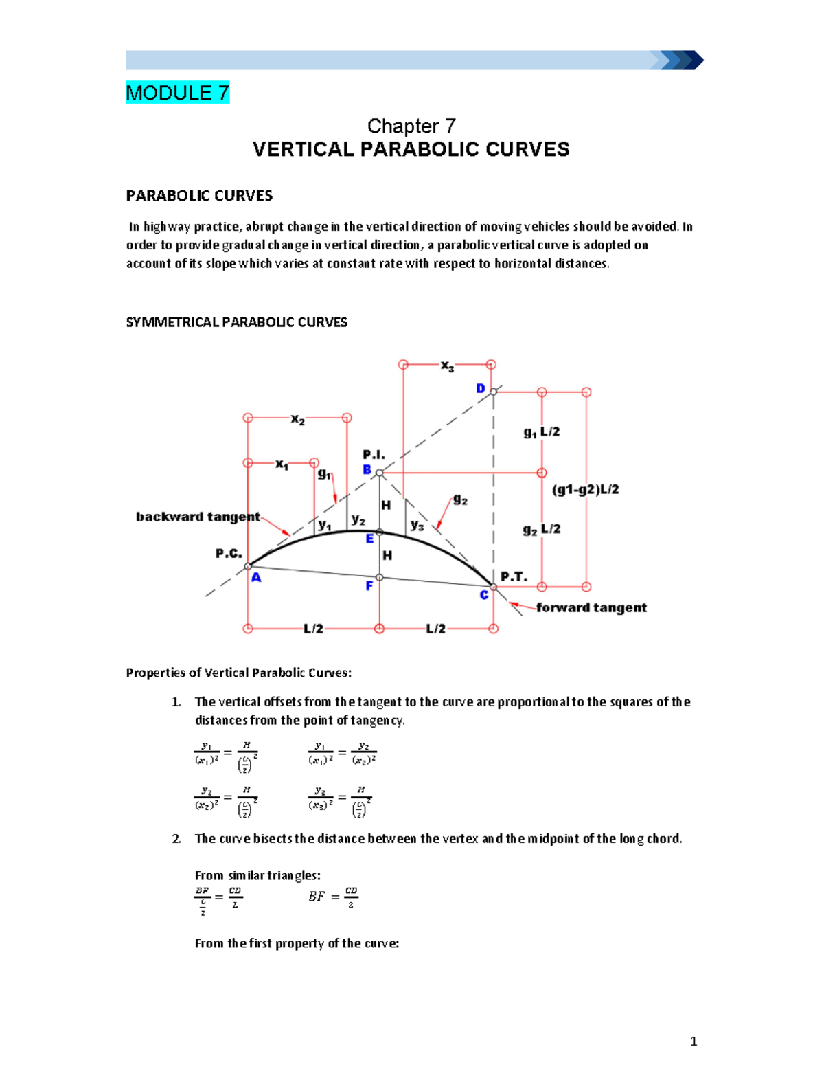Module 7: Analyzing Vertical Parabolic Curves in Transportation - Studocu