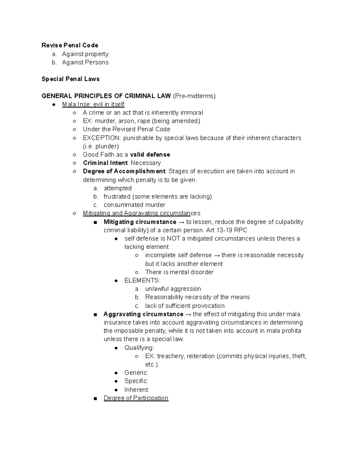 Revised Penal Code Overview: General Principles of Criminal Law - Studocu