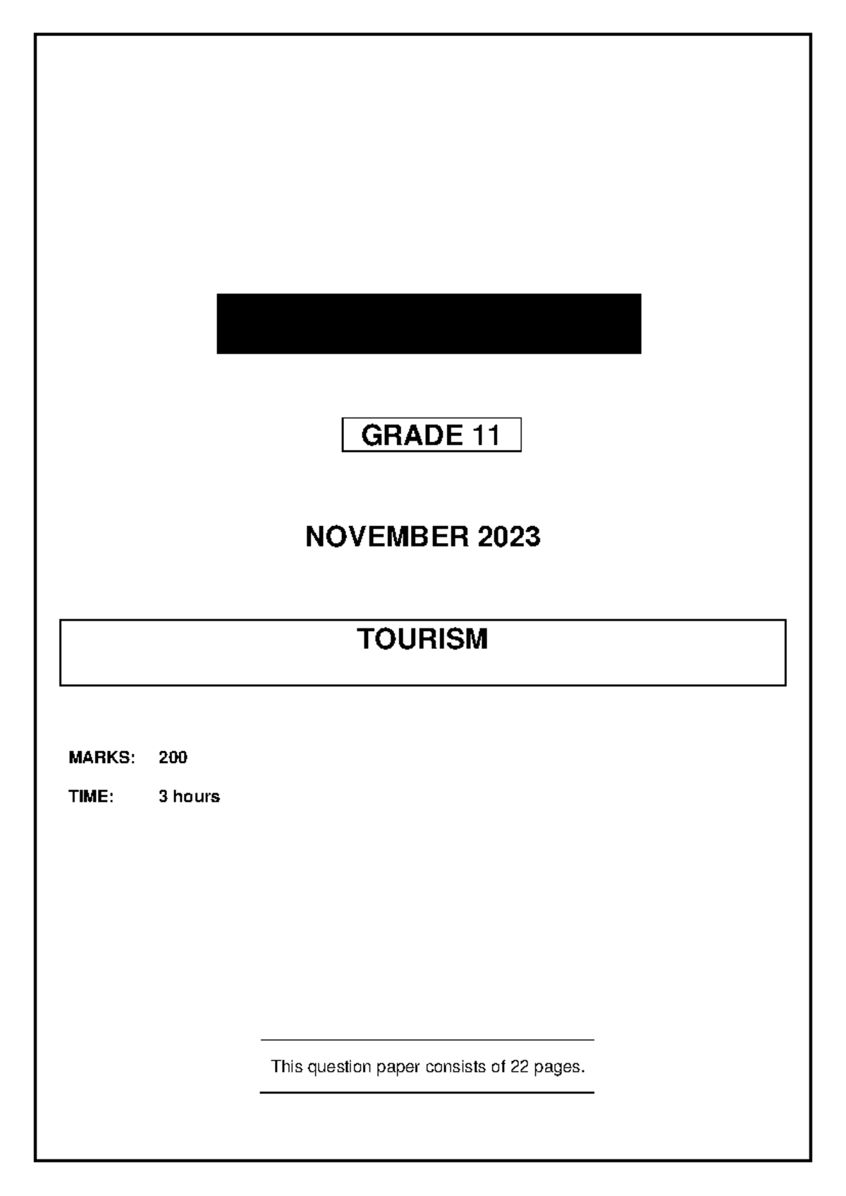 UMKHUMBANE SECONDARY SCHOOL GRADE 11 TOURISM NOV 2023 EXAMINATION PAPER ...