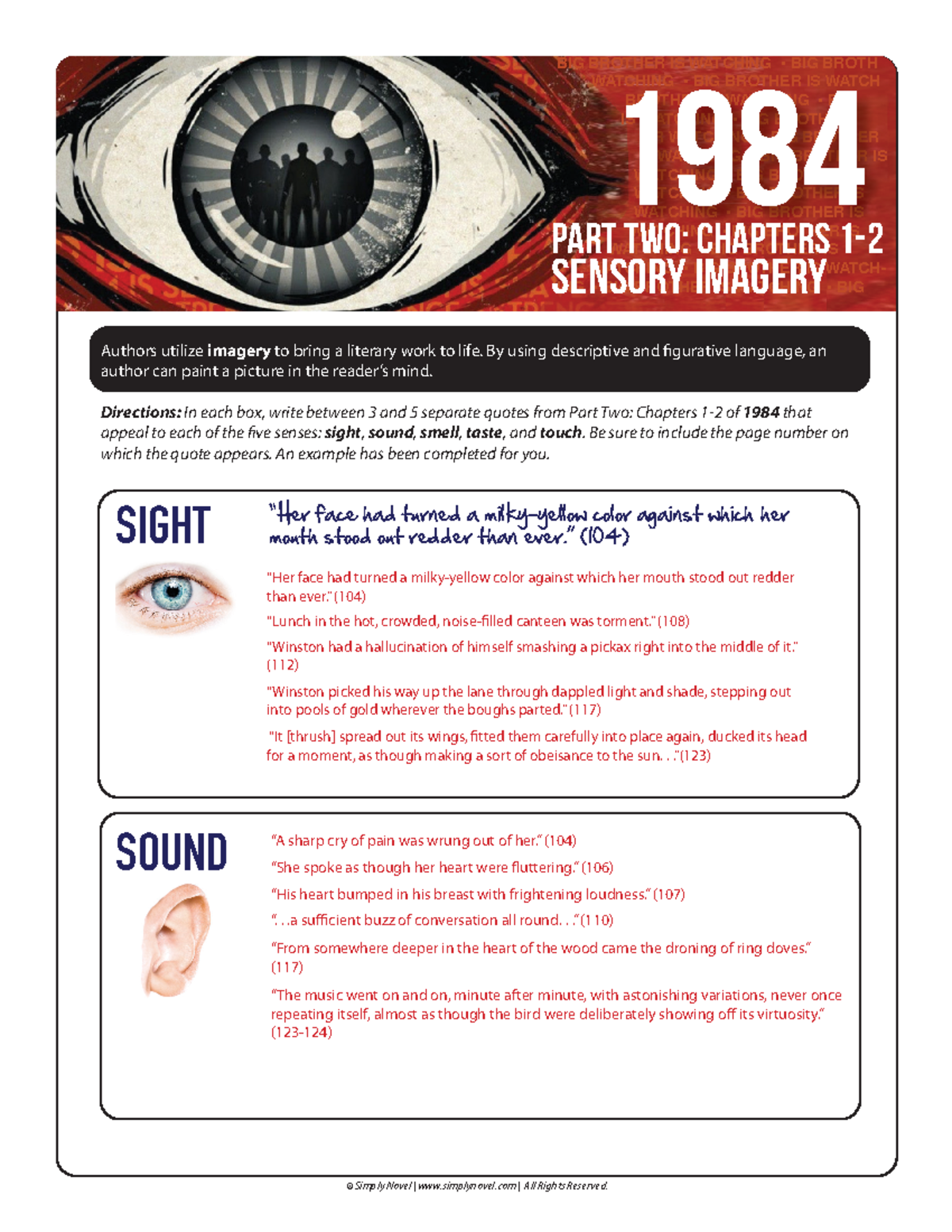 Answer KEY 1984 Part Two Lit Analysis - Copyrighted material by Simply ...