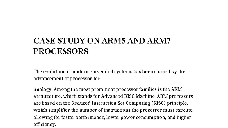ARM5 and ARM7 Processors: A Comprehensive Case Study - Studocu