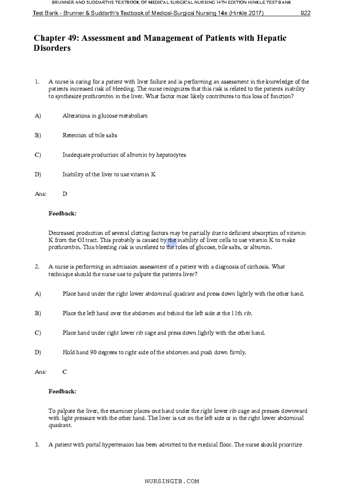 Ch 49 - Hepatic Disorders: Key Questions & Answers for Nursing Exams ...