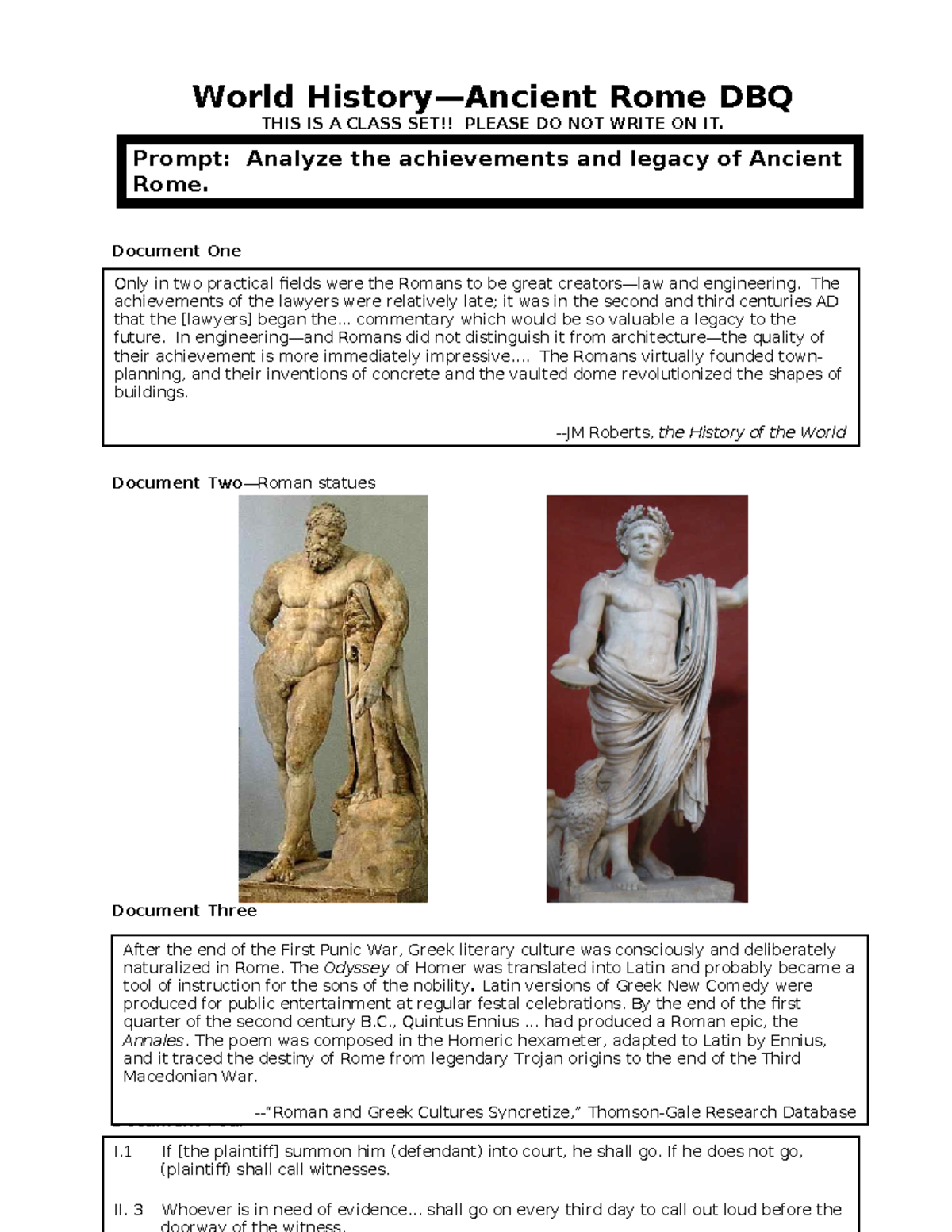 DBQ Analysis: Achievements and Legacy of Ancient Rome (World History ...