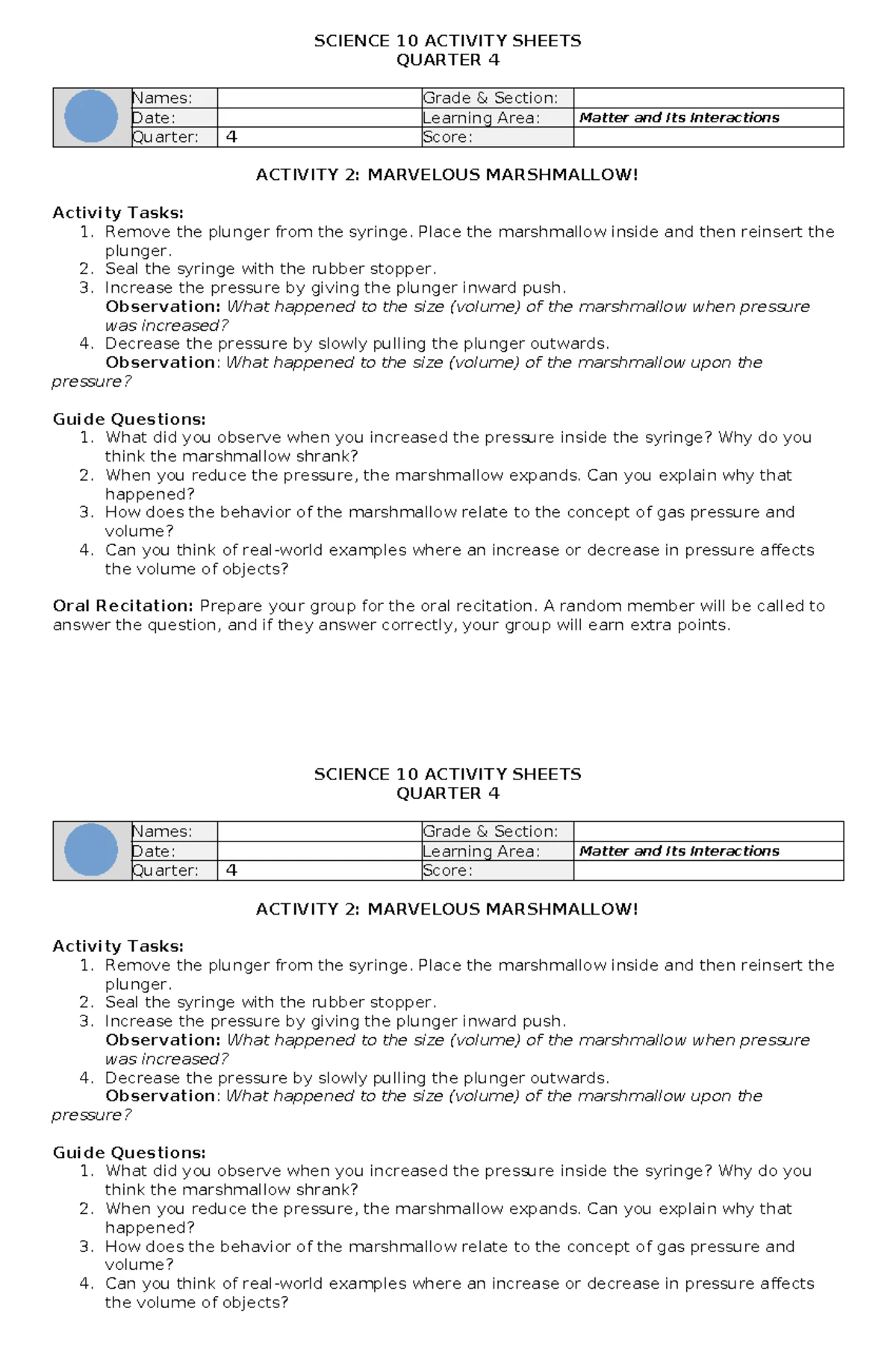 Q4 COT - Lesson Plan on Chemical Reactions in Science 10 - Studocu