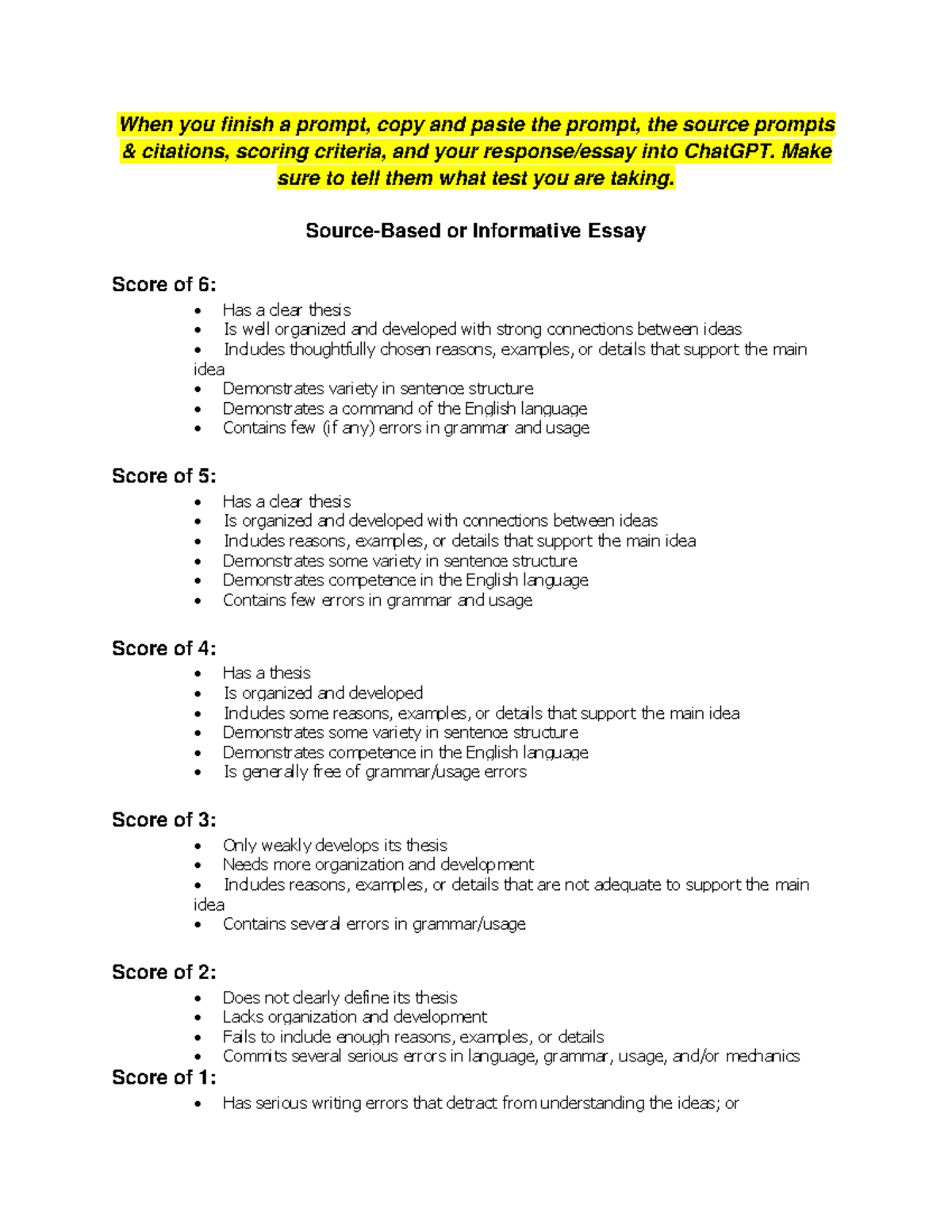 Praxis Writing Source Based Practice - When you finish a prompt, copy ...