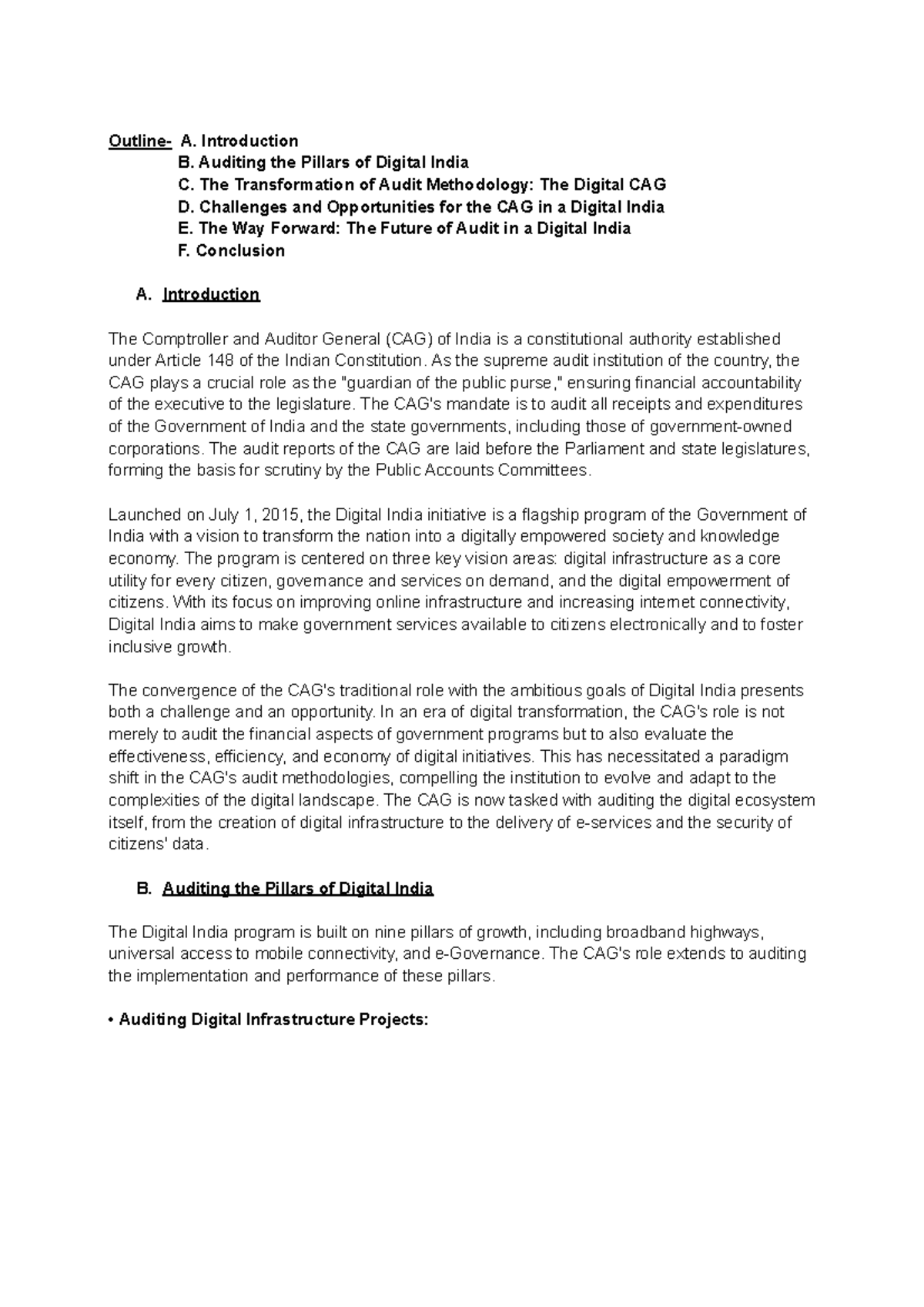 CAG and Digital India: Transforming Audit Methodologies for ...
