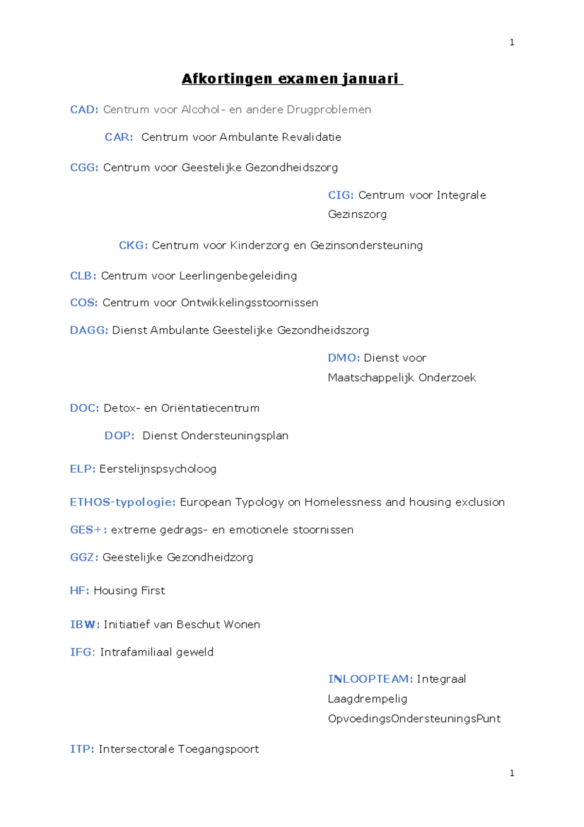 Afkortingen.jan - Alle afkortingen van 2022-2023 voor het vak verkennen ...