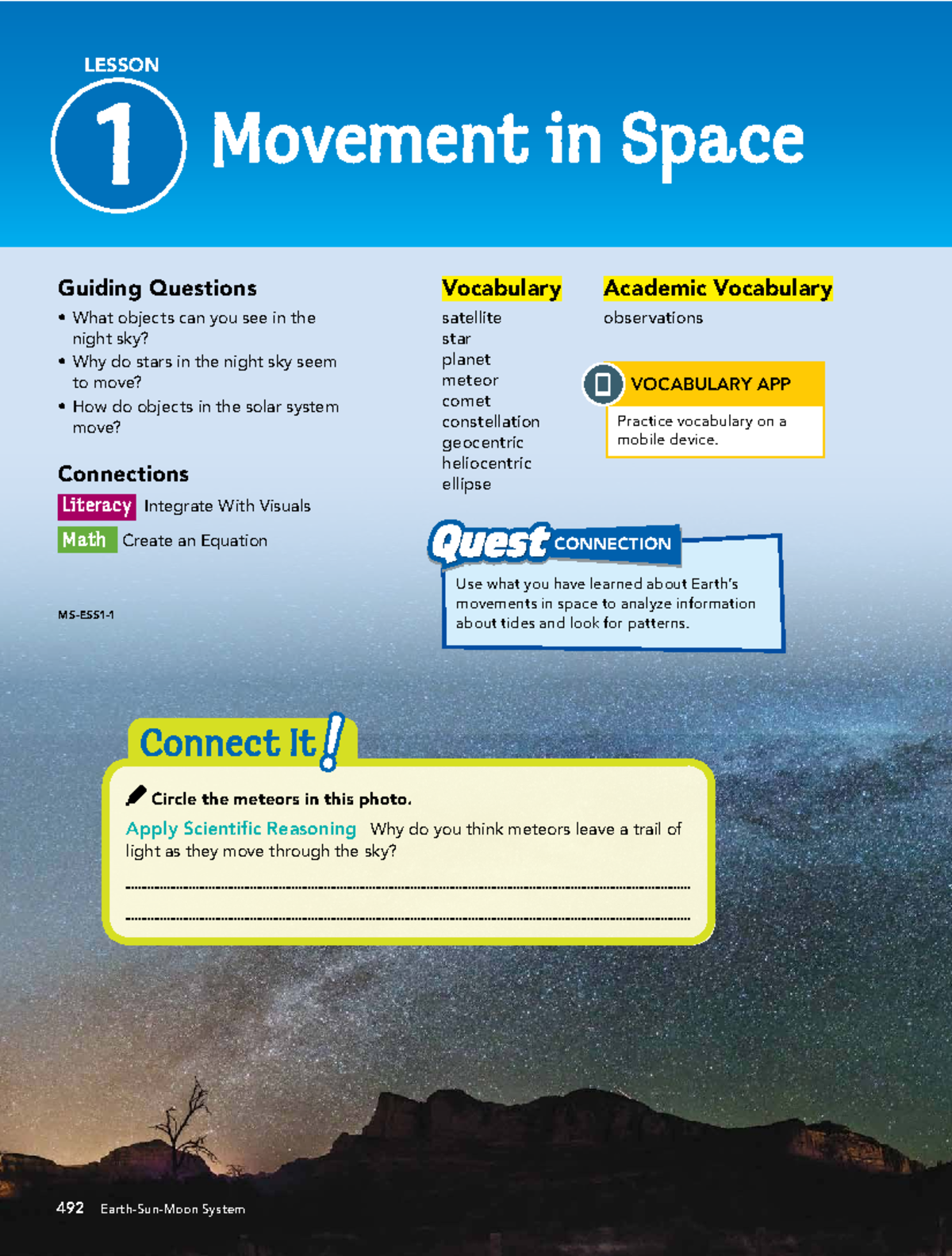 Lesson 1: Movement in Space - Guiding Questions & Vocabulary - Studocu