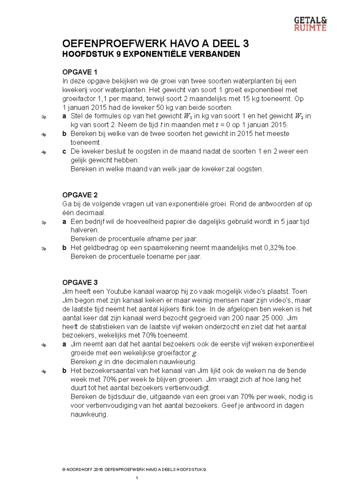 Havo Wiskunde A - Formuleblad voor Examen en Opdrachten - Studeersnel