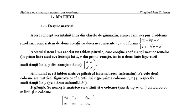 Matrice Bac - ,.,.,. - MATRICI Despre matrici Acest concept s-a ...
