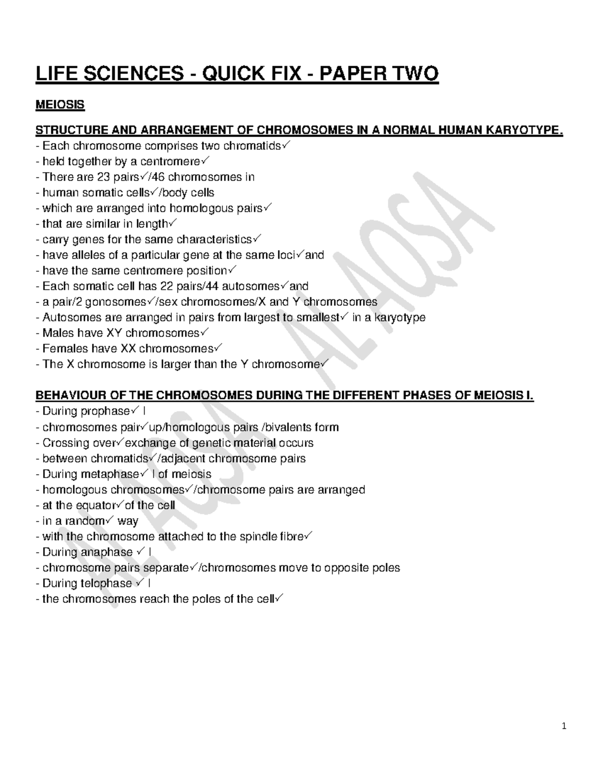 LIFE SCIENCES Study Notes - Genetics and Evolution (Paper 2) - Studocu
