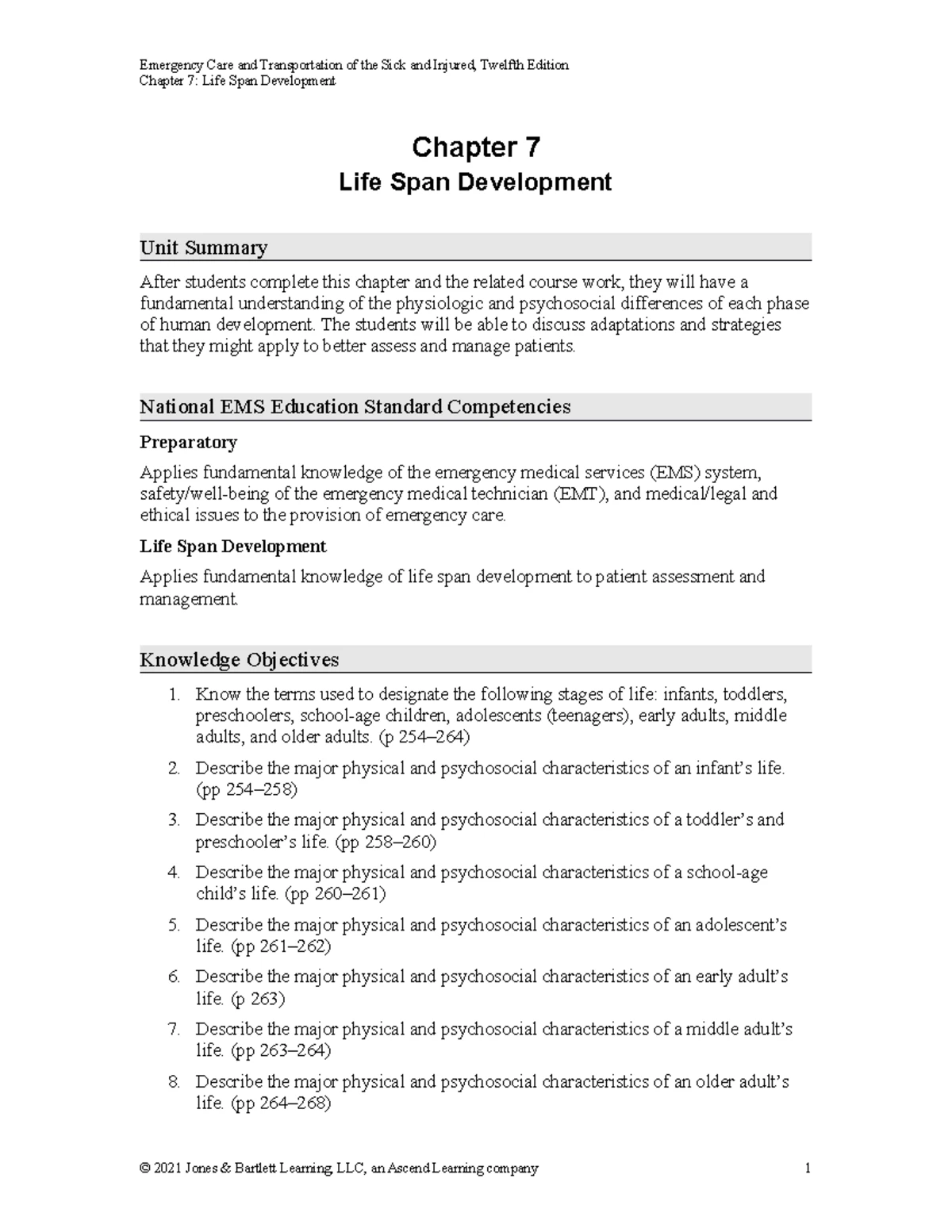 EMT Life Span Development - Chapter 7: Life Span Development Chapter 7 ...
