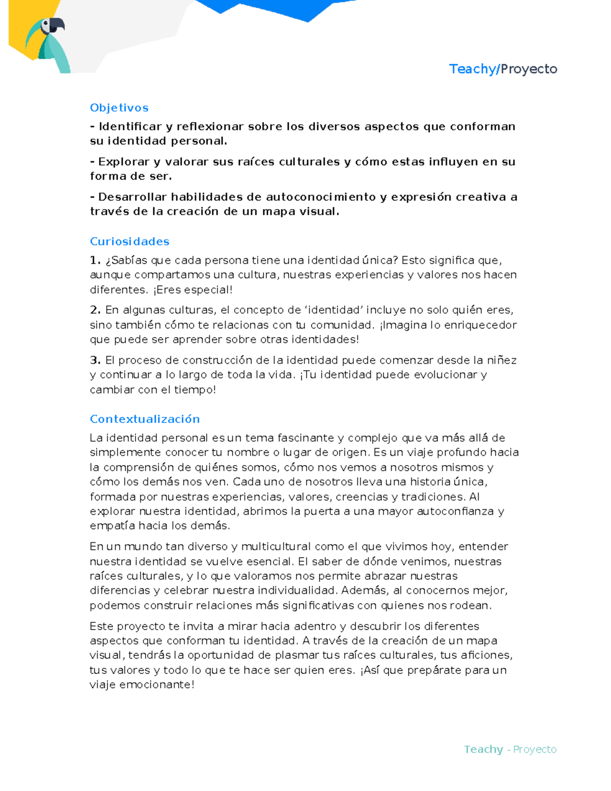 Creación de un Mapa Visual de Identidad Personal - Proyecto 2023 - Studocu