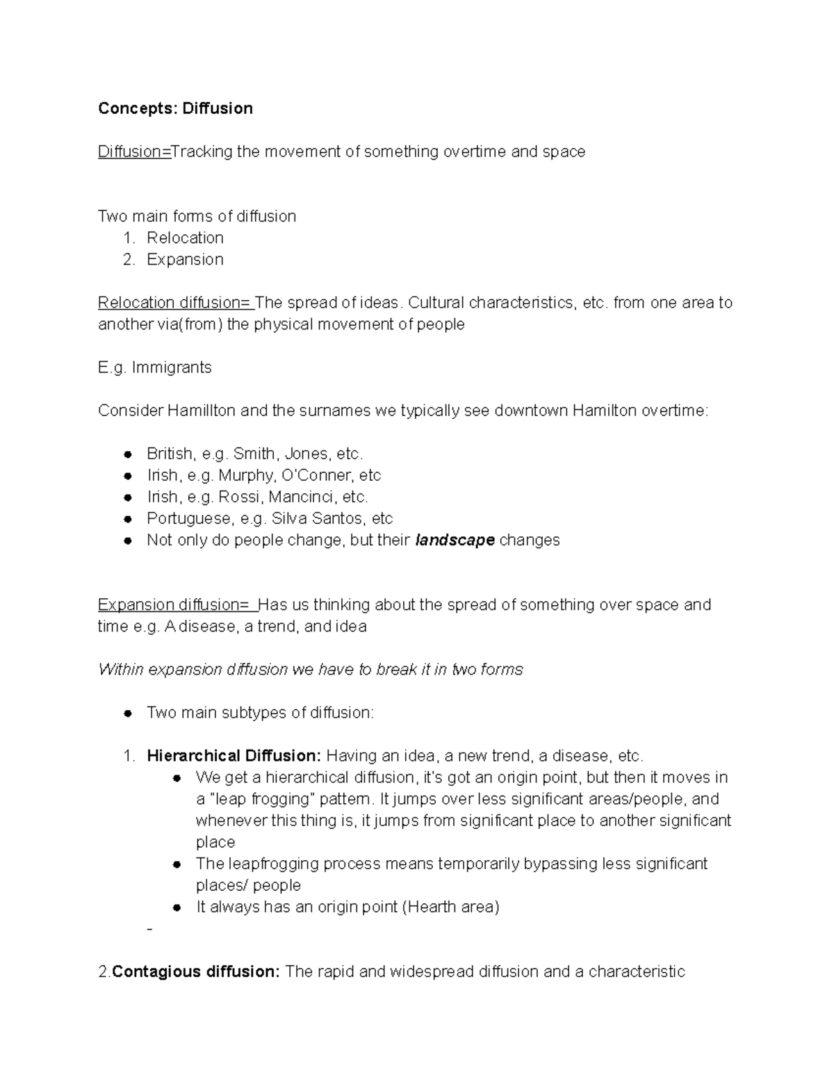 ENV 1HA3 Lec-01 - Lecture Notes on Concepts of Diffusion and Perception ...