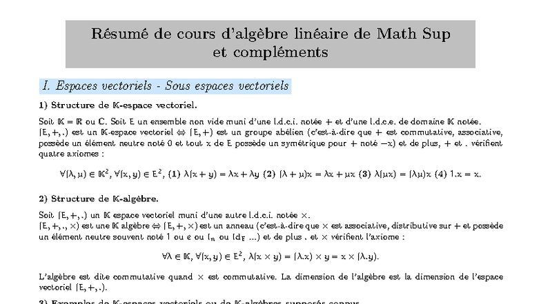 Resume-sup-02-algebre-lineaire - Résumé de cours d’algèbre linéaire de ...