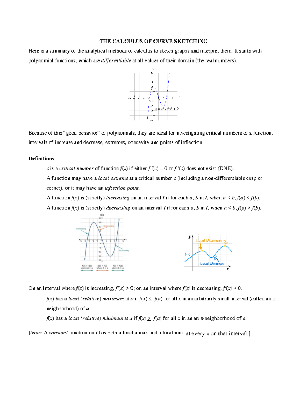 Calculus 101: Analyzing Curve Sketching Techniques and Methods - Studocu