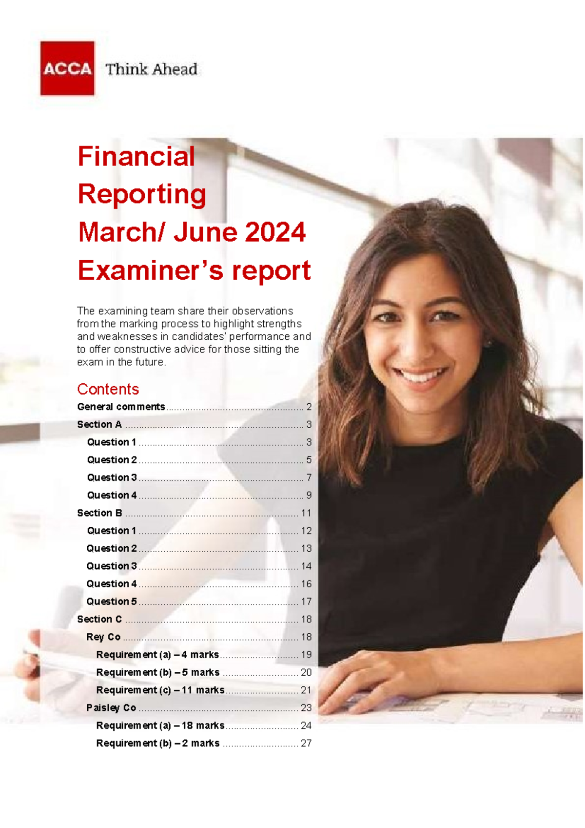 J24 Financial Reporting June 2024 Examiner's Report - Studocu