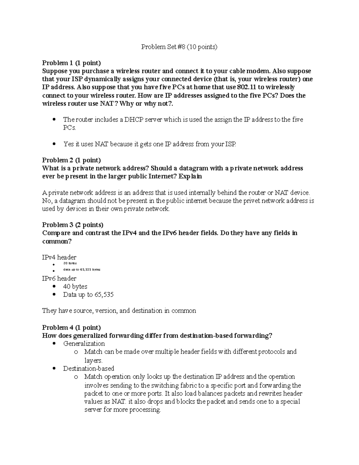 Problem Set 8 - DHCP, NAT, and SDN Concepts Explained - Studocu