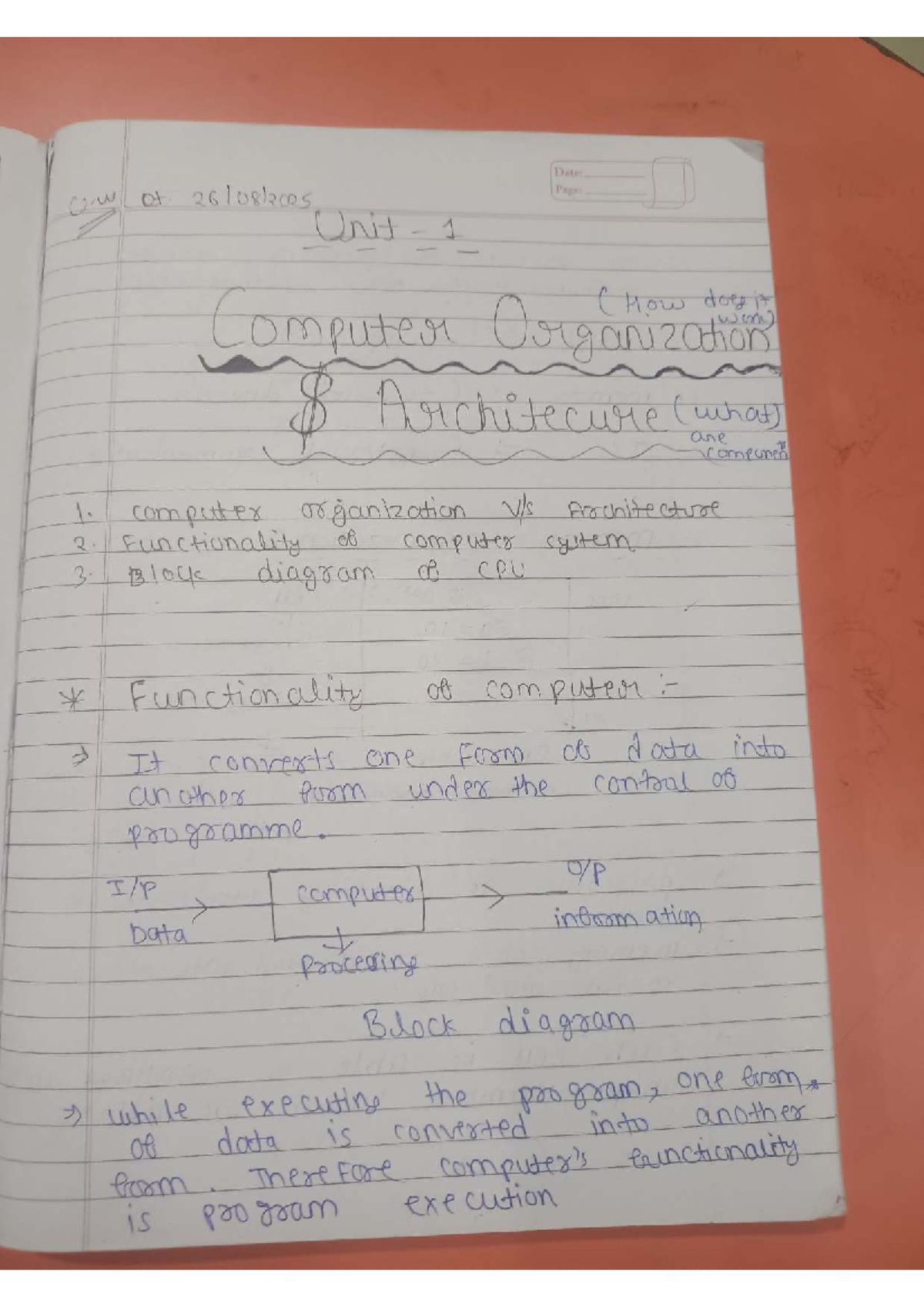 COA - Basics of Computer Organization and Architecture Notes - Studocu
