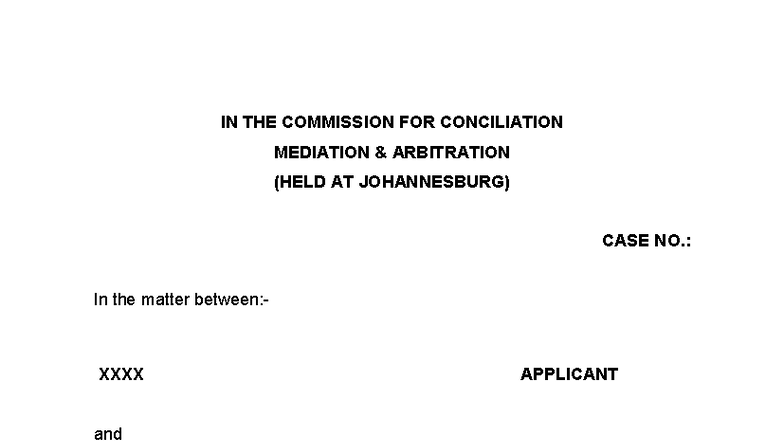 Closing Argument for CCMA Case No. 1755931598: SABC vs. Charles - Studocu
