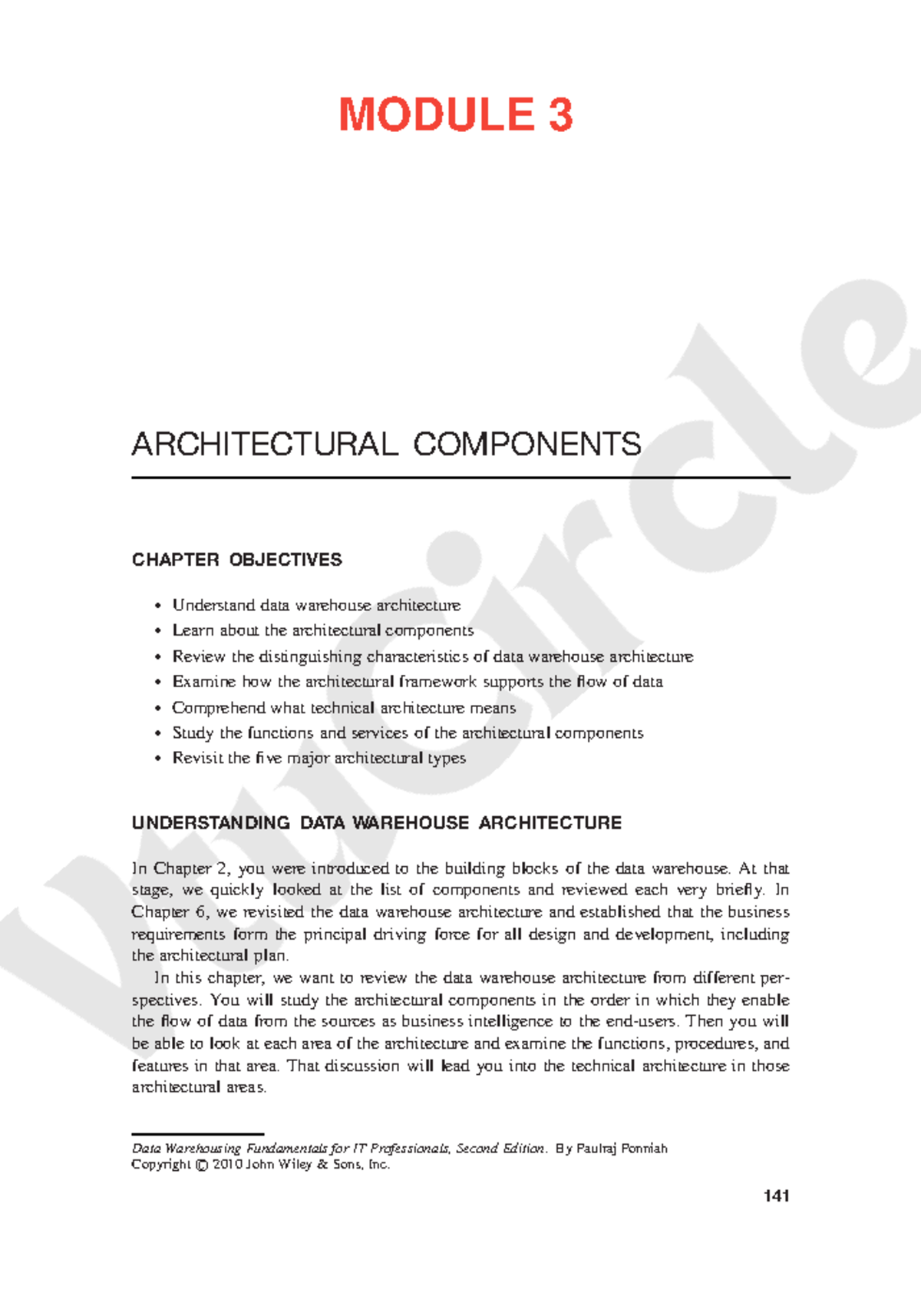 BAD515B Module 3: Architectural Components of Data Warehousing - Studocu