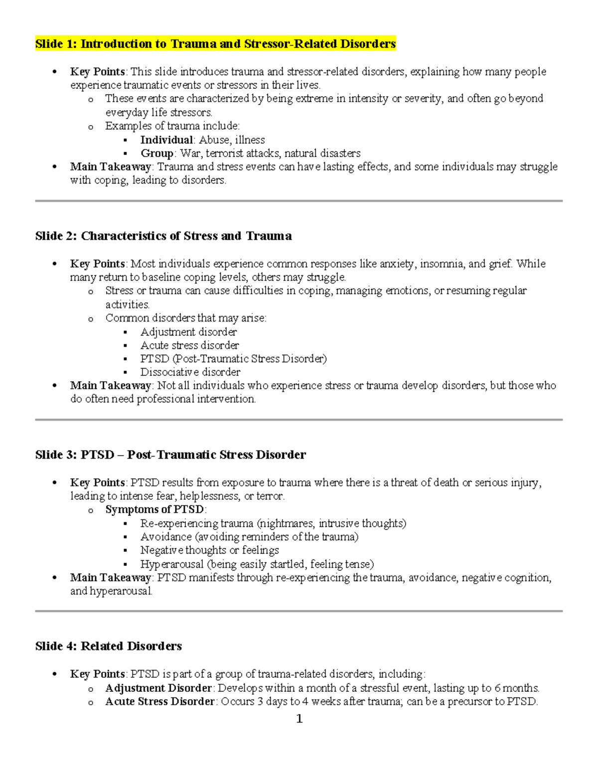 MH Unit 3: Key Insights on Trauma, Anxiety, and Mood Disorders - Studocu